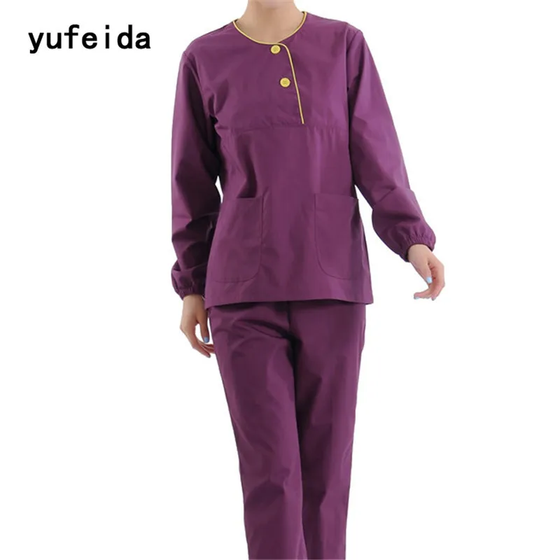 Buy Yufeida Scrubs Medical Uniform Cloths Women Long Sleeves Scrubs Set Scrubs
