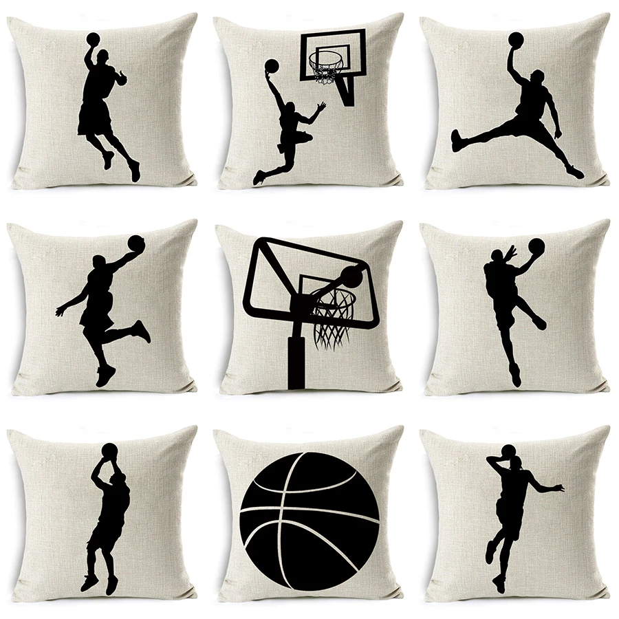 Comwarm New Arrival Sports Style Printed Throw Pillow Cotton Linen ...