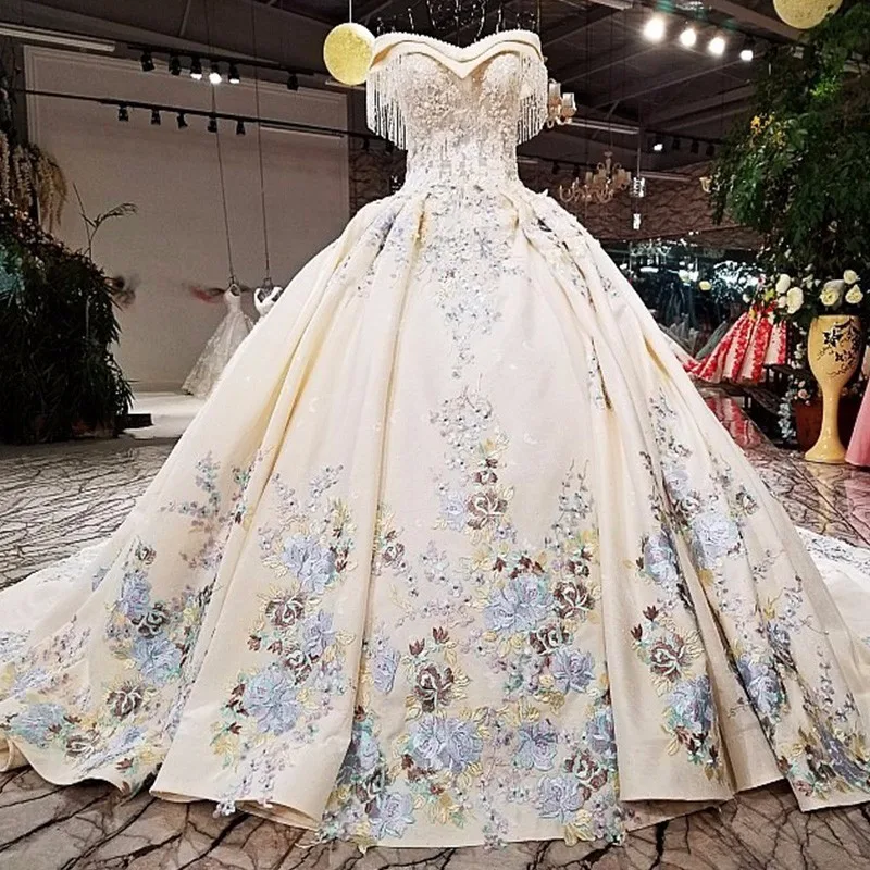 Real Work Image 2018 Wedding Dresses Crystal Bridal Gowns Beads Sheer ...