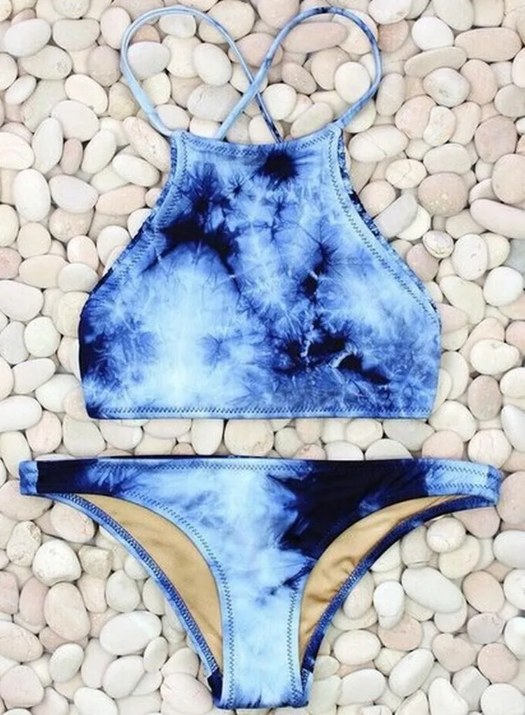 Unique Cowboy Bikini Denim Swimwear New Halter Biquini Retro Denim ...