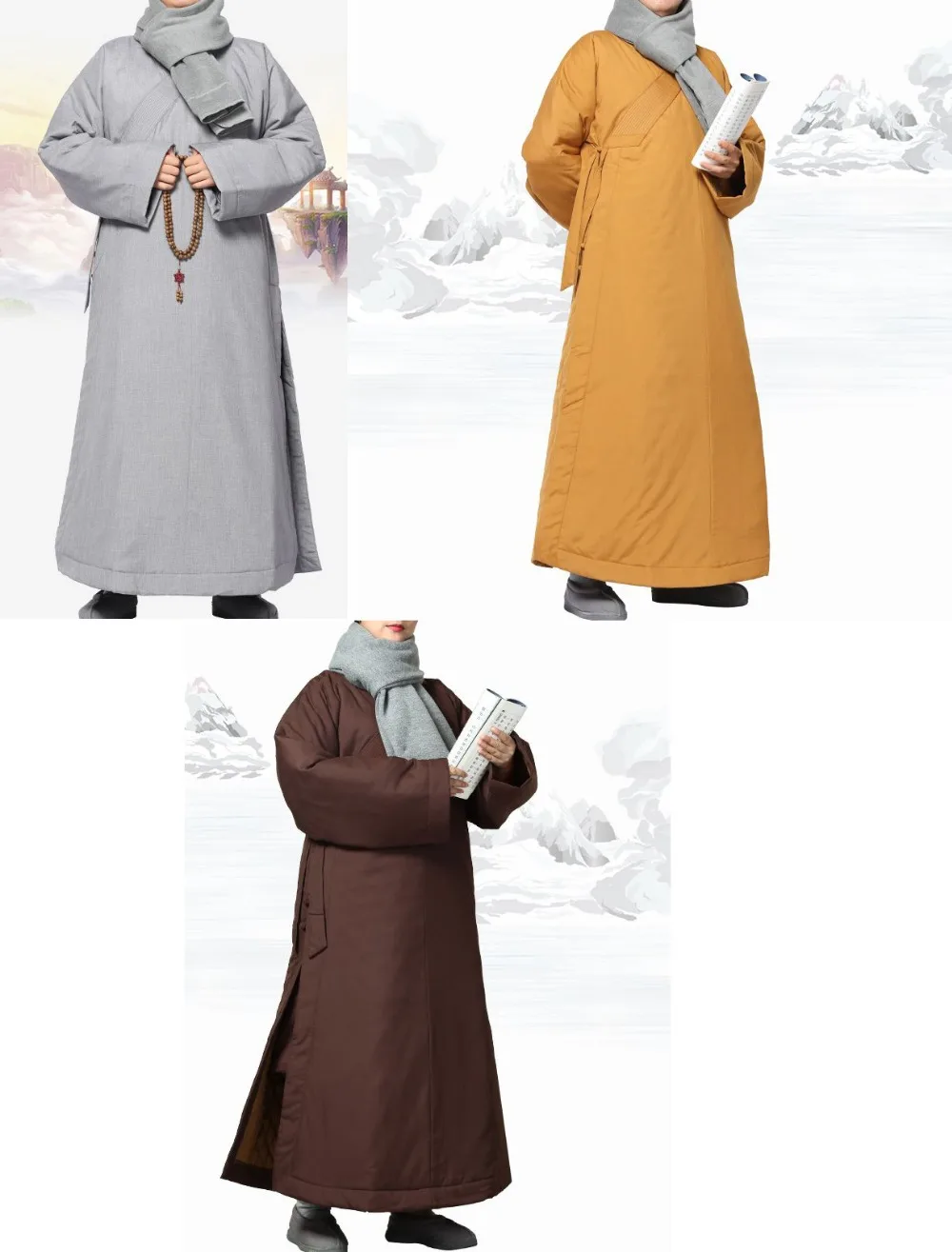 Unisex Winter Warm Cotton Zen Monks Clothing Uniforms Buddhist Shaolin ...