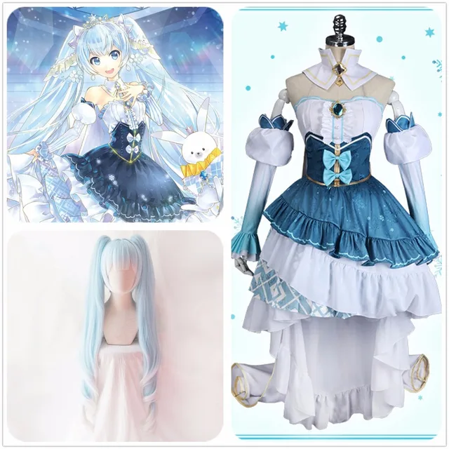Hot Vocaloid Hatsune Miku 2019 Snow Miku Cosplay Costume Fancy Adult