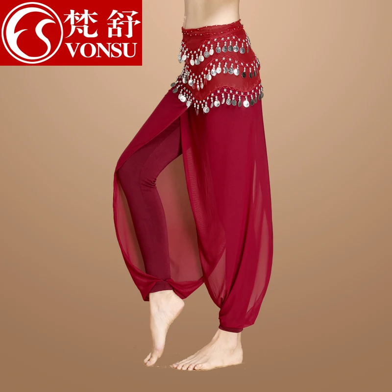 3pcs Lady Belly Dance Suit Top Pant Waistband Dancing Practice Costumes