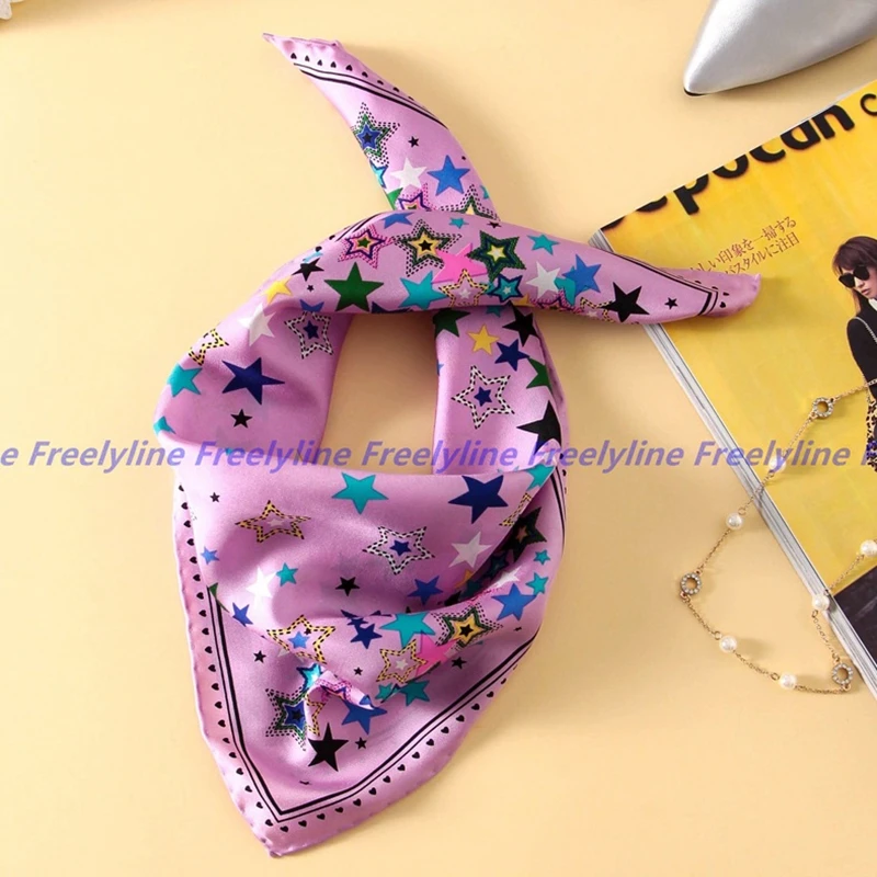 Bling Stars Print 100% Silk Scarf Neckerchief Bandana Women Small ...
