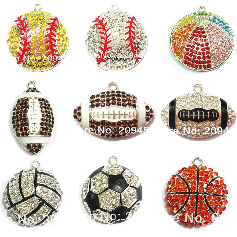 (choose Design First) 10pcs/bag Sport Ball Series 1 Rhinestone Football ...