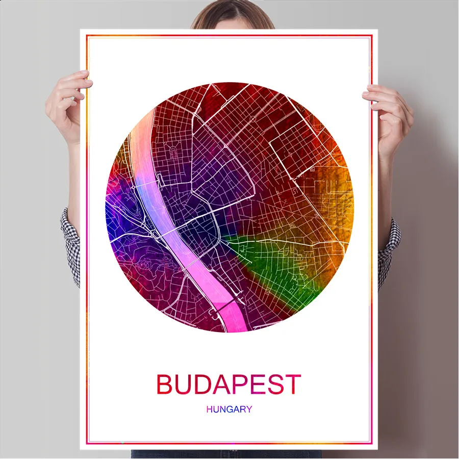 BUDAPEST Hungary Famous World City Map Print Poster Print on Paper or ...