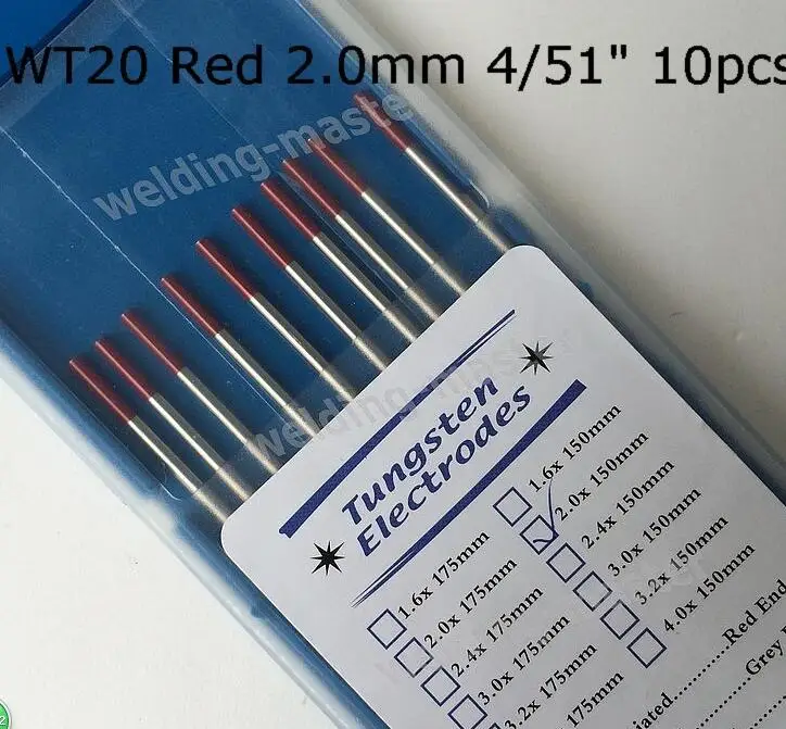 Tig Electrode Red Tip 2.0mm x 150mm 10pcs Tungsten Electrode WT20 ...