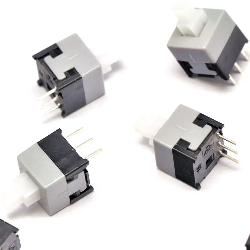 10pcs-Single-row-3Pin-Push-Tactile-Power-Micro-Switch-Self-lock-On-Off ...