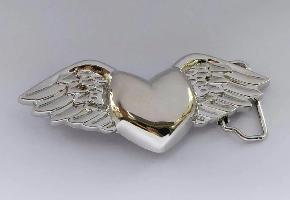 Angel Wings With Sliver Heart Belt Buckle Sw-by837 Suitable For 4cm ...