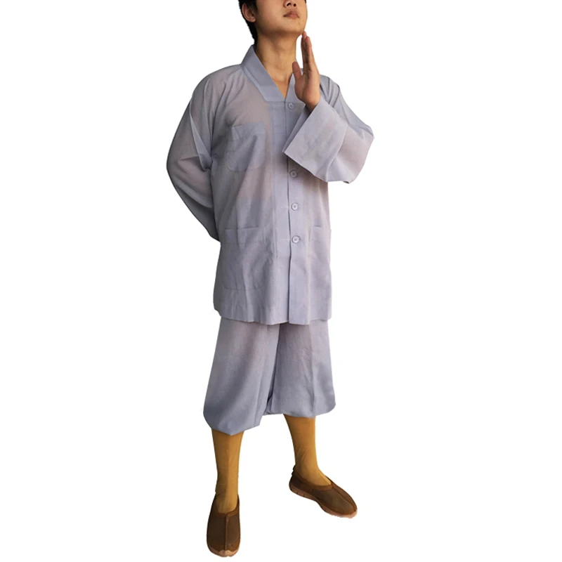 2 Colors Shaolin Temple Costume Zen Buddhist Robe Lay Monk