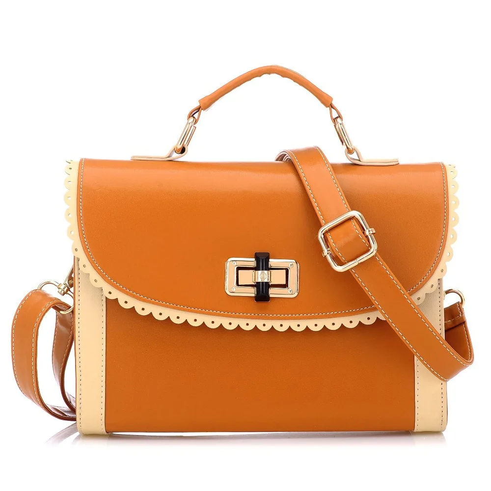 New Vintage Preppy Style Stamp Messenger Bag One Shoulder Bags Women Pu Leather Handbags 26187