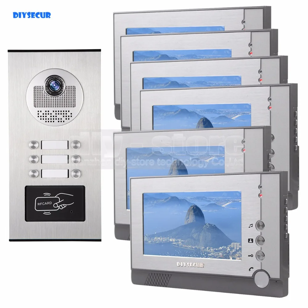 Diysecur 7" 4-wired Apartment Video Door Phone Audio Visual Intercom ...