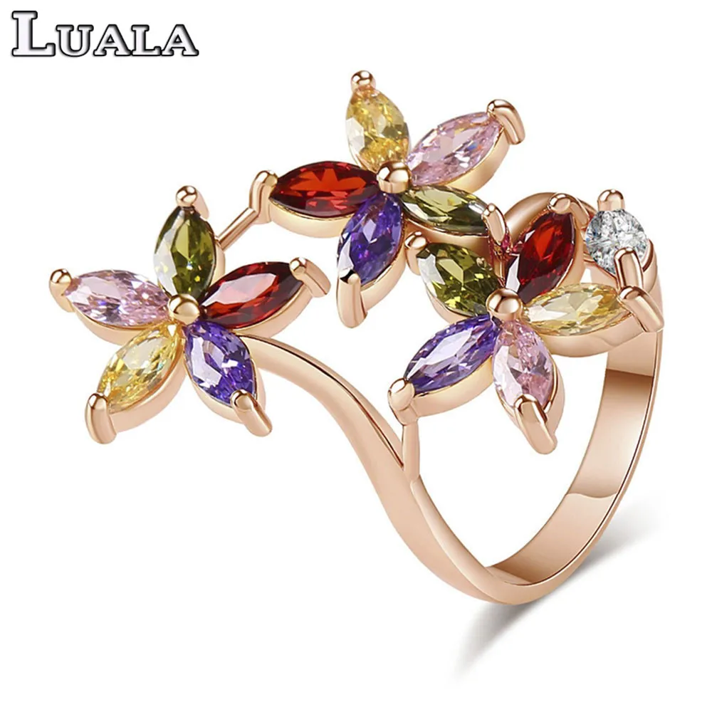 LUALA Luxury Flower Rings For Women 2017 Engagement Ring Women Jewelry ...