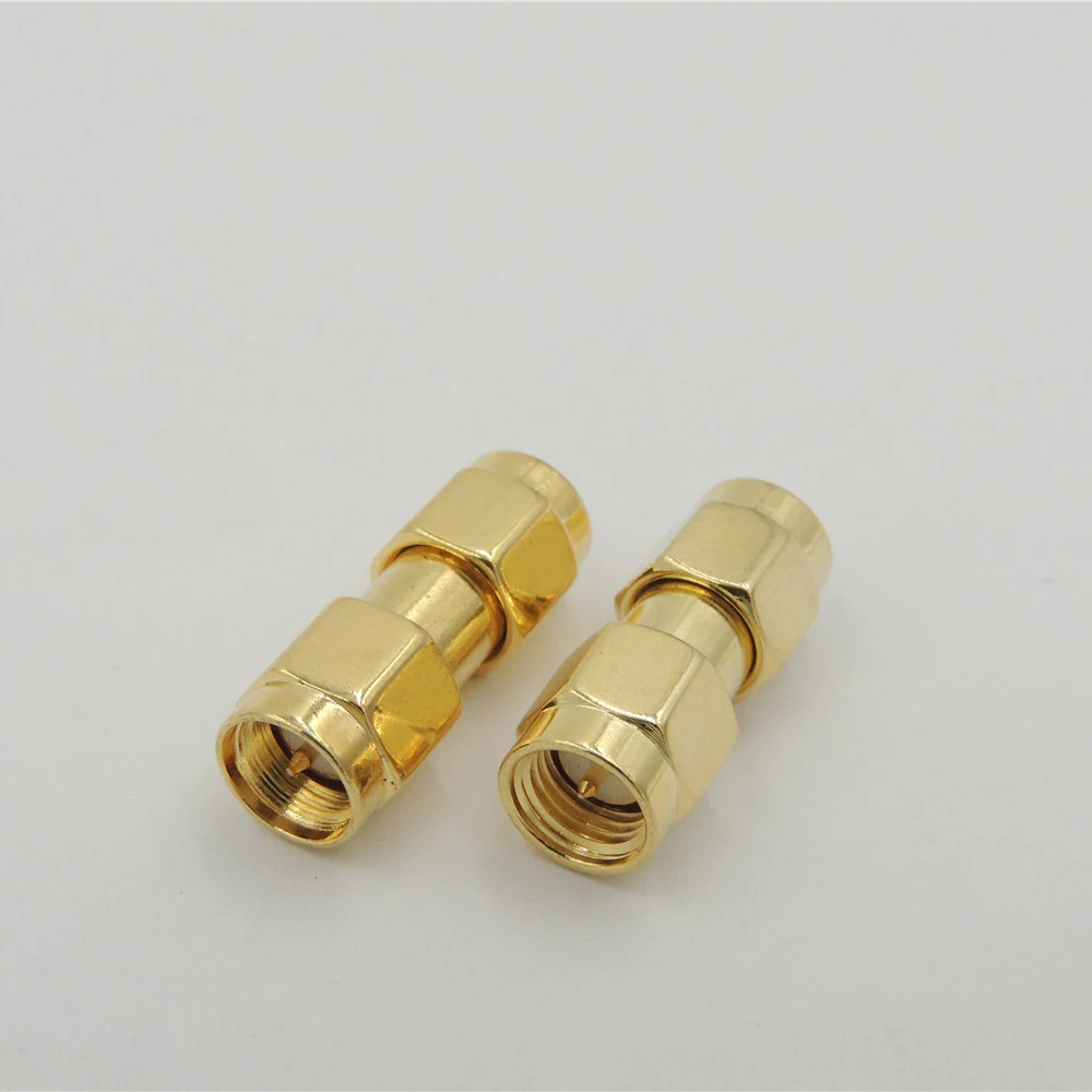 10pcs Gold SMA male to SMA male plug in series RF coaxial straight ...