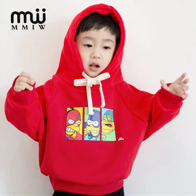 MMIW Cartoon Print Boys Winter Hoodies Cotton Fashion Thickening ...