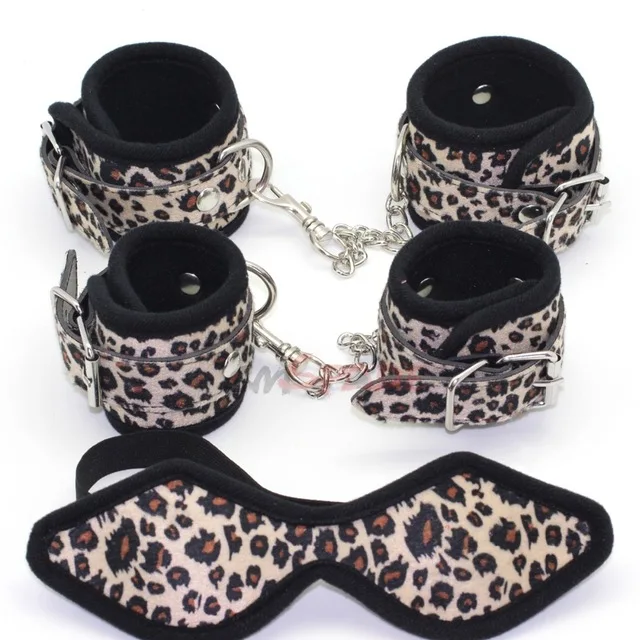 New Design 2pcs Velvet Plush Bondage Restraints Bedroom Set Zebra