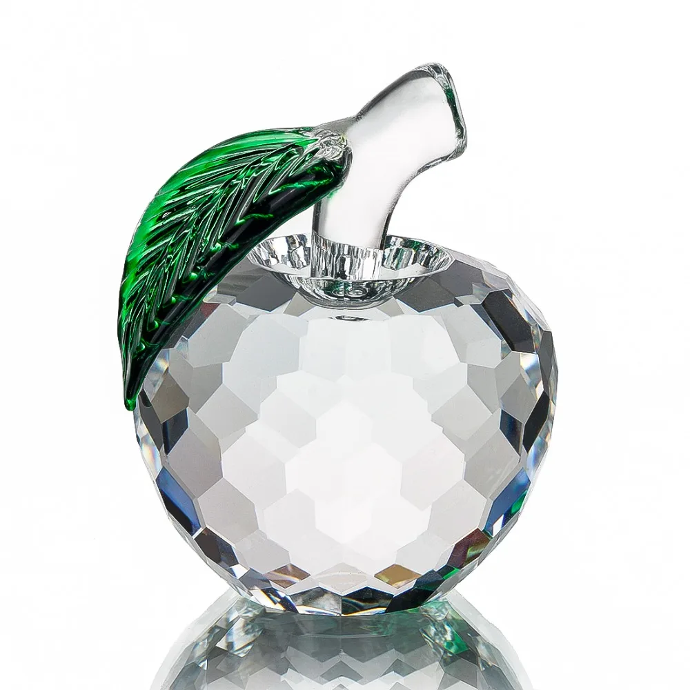 40mm Cut Crystal Clear Apple Paperweight Glass Quartz Crafts Home Decor ...