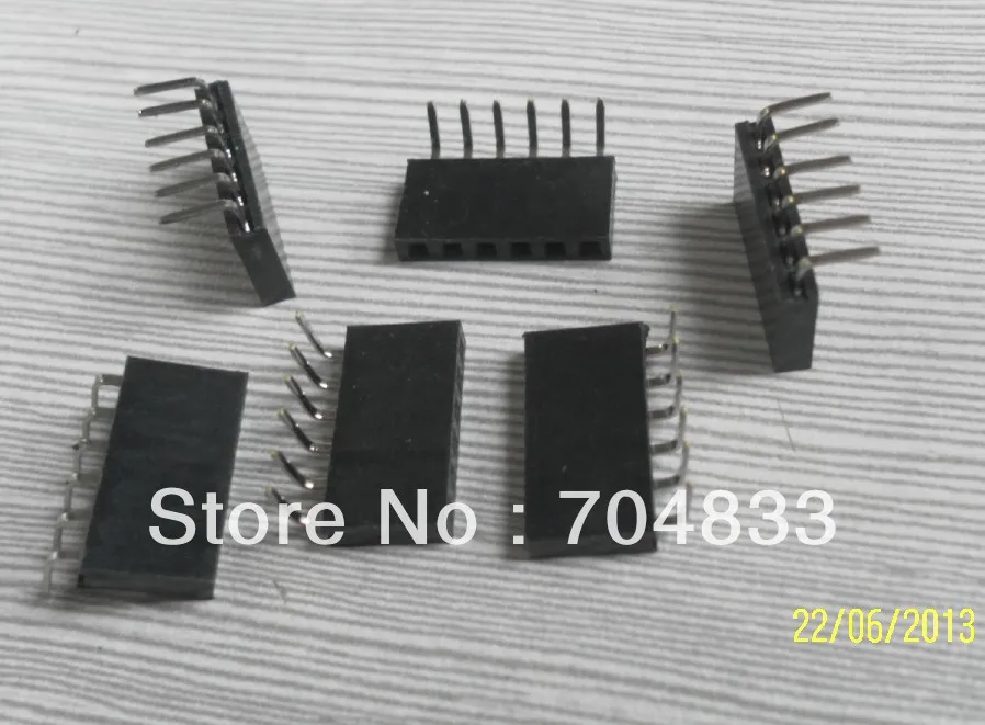 100pcs/lot 1*6 6 pins Curved line Stackable female Header 90 degrees 2. ...