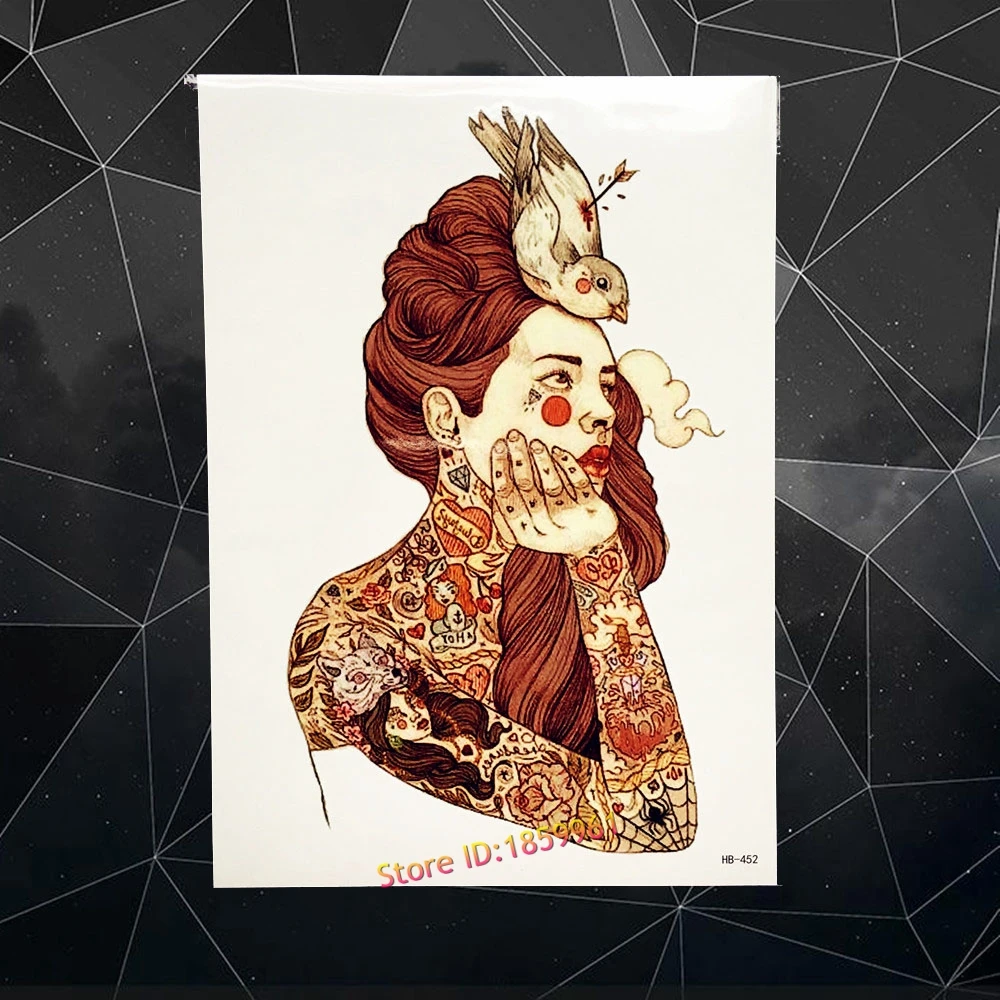 Beatuy Body Back Art Temporary Tattoo Sleeve Stickers AHB452 Women ...