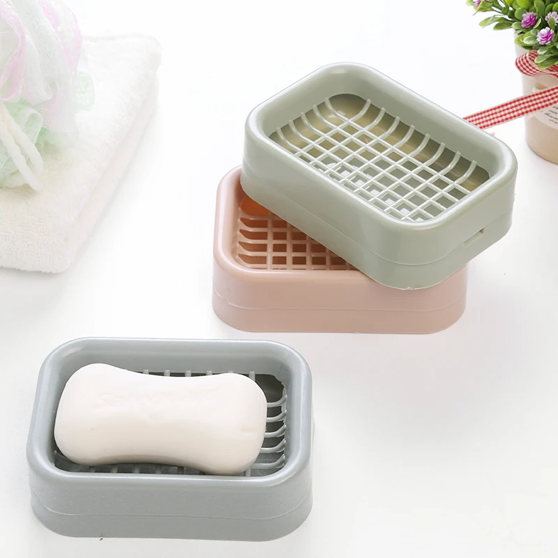 Plastic Soap Box Double Soap Holder Wash Soap Dish Makeup Organizer ...