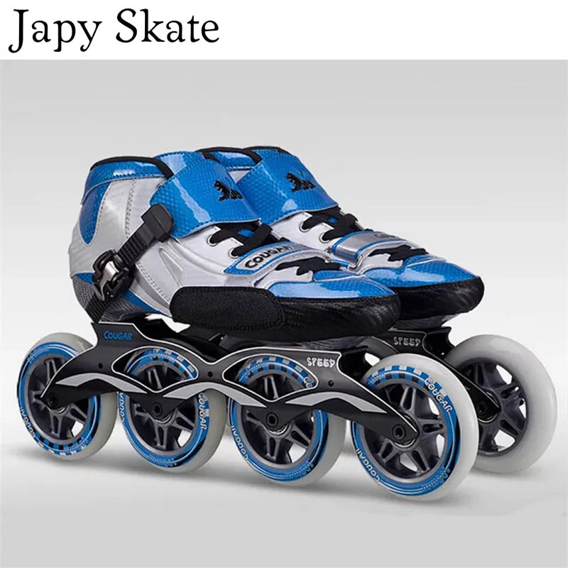 Japy 스케이트 원래 쿠거 SR1 인라인 스케이트 속도 유리 섬유 성인 어린이 키즈 롤러 스케이트 신발 90/100mm 레이싱 ...
