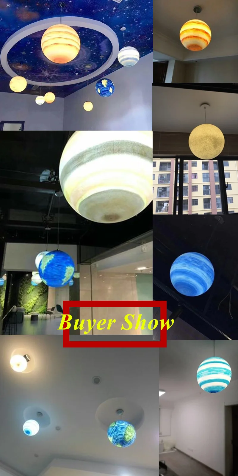 Acrylic Lamps Nordic Planet Pendant Light: Creative Universe Moon Sun ...