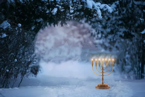 Hanukkah Religious Jewish Holy Chanukah Gift snow bokeh photo backdrop ...