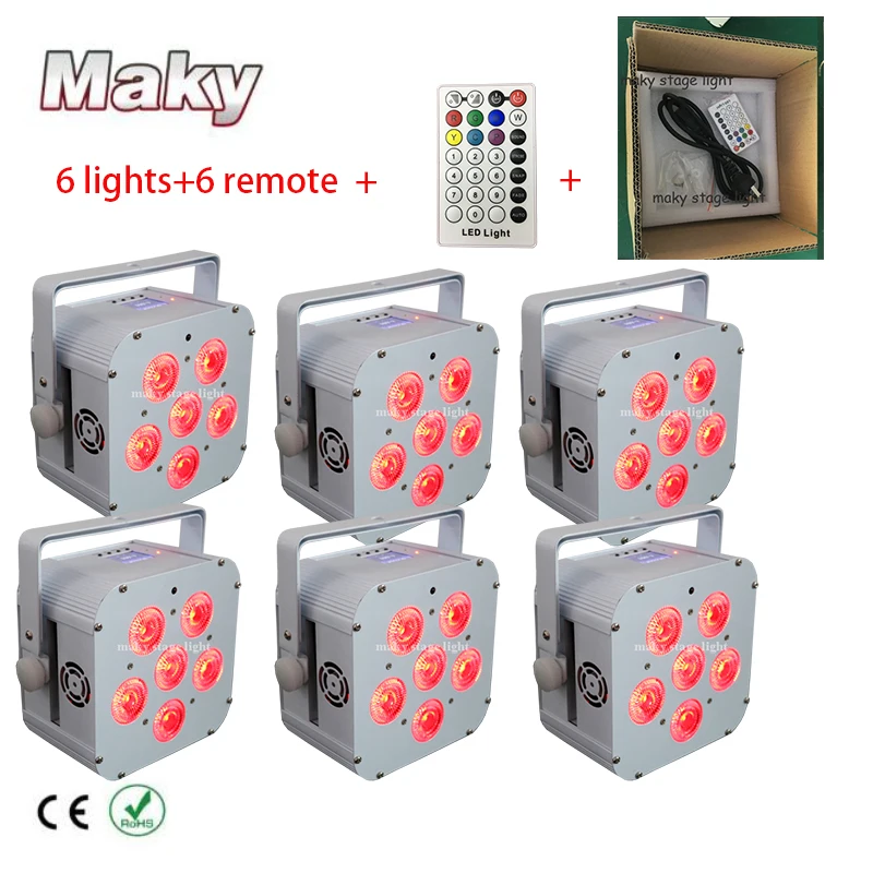 Free shipping 6lights Carton box Reachargeable Wireless DMX Led Stage ...