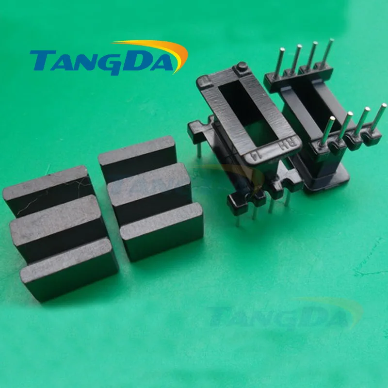 Tangda EE10 코어 EE 보빈 자기 코어 + 골격 소프트 자기 페라이트, EE10W 8 핀 8P 4 + 4 변압기 수직 확대|transformers 4 ...