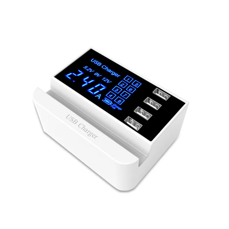 4 Ports Universal Smart USB Charger LED Display Desktop Socket Power ...