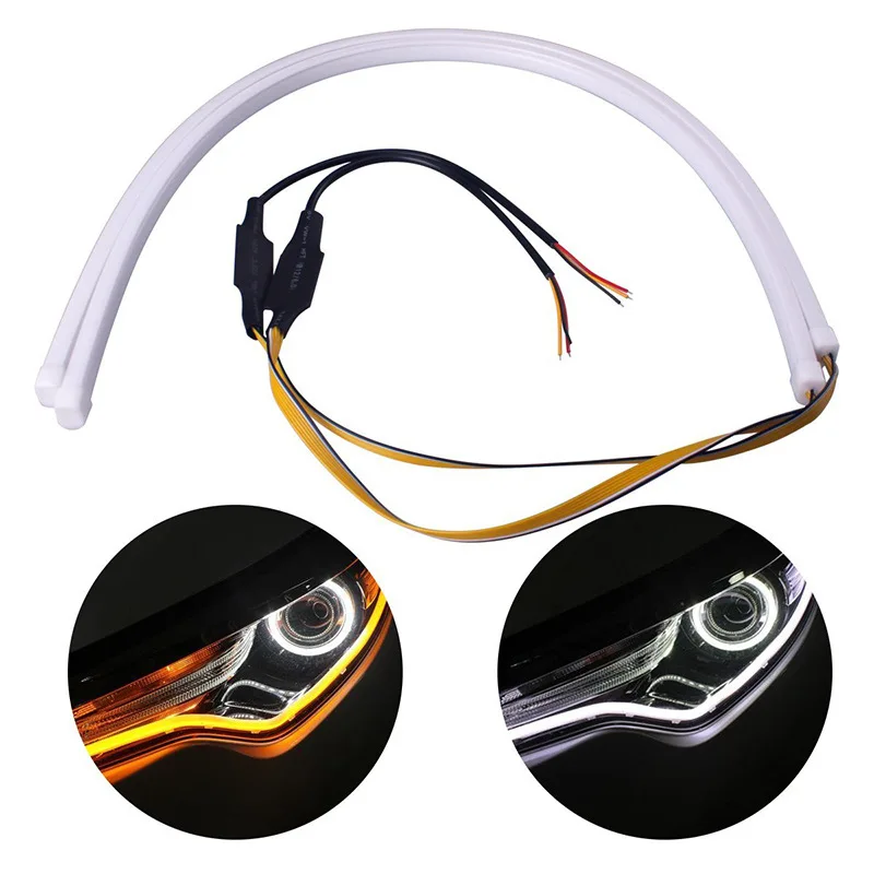 EURS Flowing LED Turn Signal DRL Tube strip 45cm 60cm LED Guide Light ...