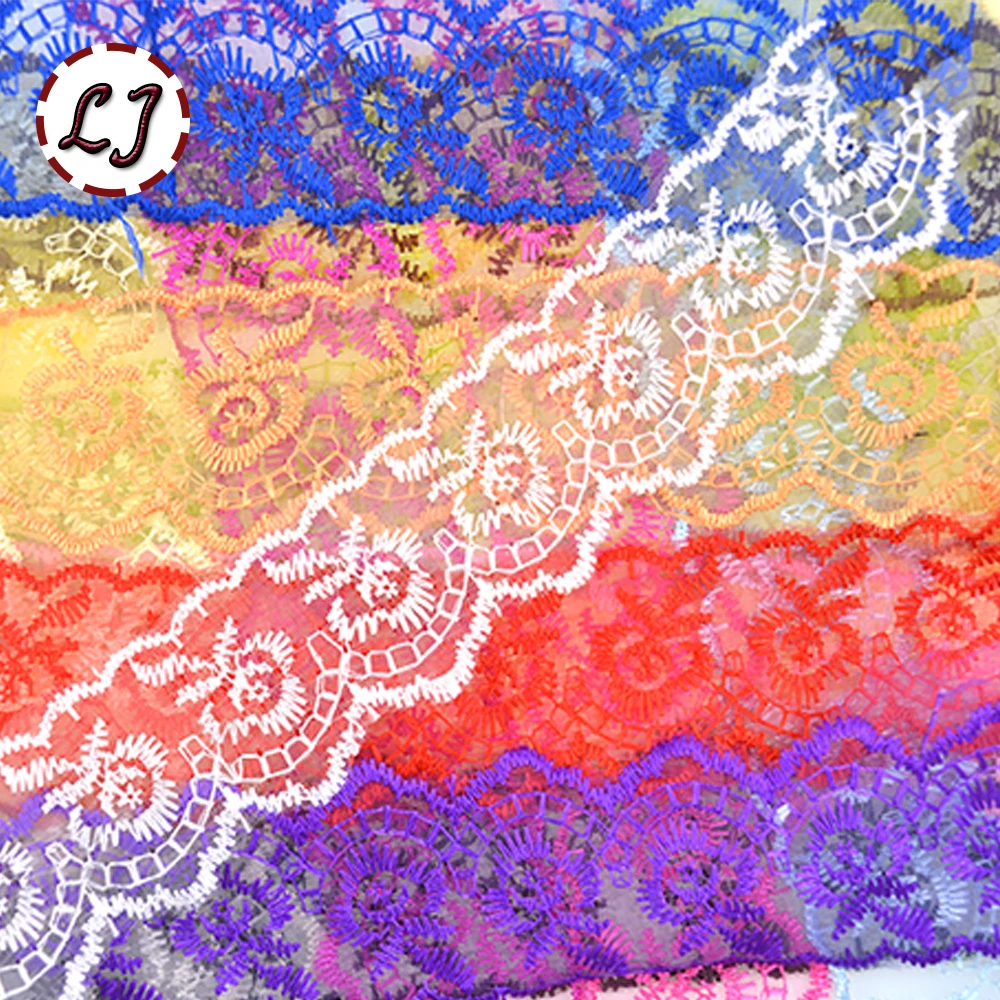 Novo chegou 10yd/lote bordado tecido de renda líquida guarnição fita ...