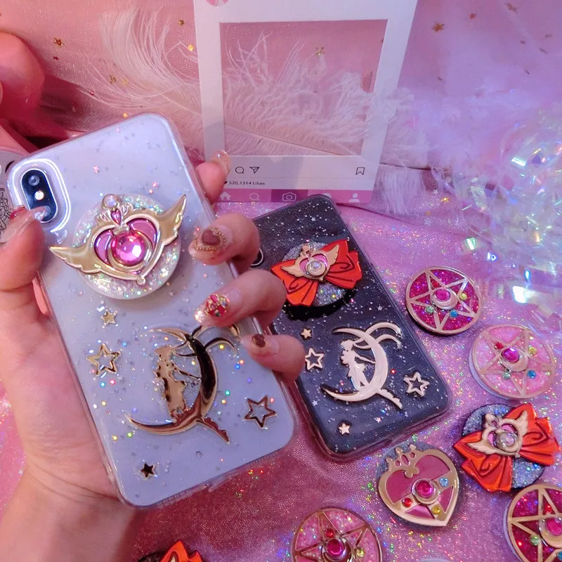 Аниме Сейлор Мун в форме сердца кольцо для телефона Сейлор косплей реквизит для фанатов для