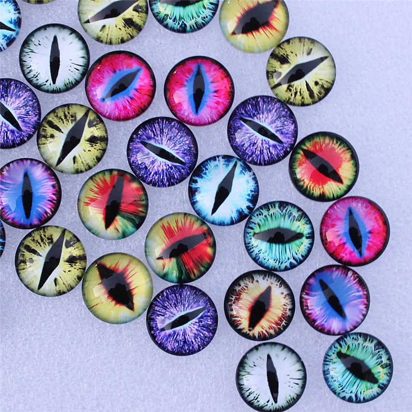 20mm Round Mixed Random Dragon Eyes In Pairs Glass Cabochon Flatback ...