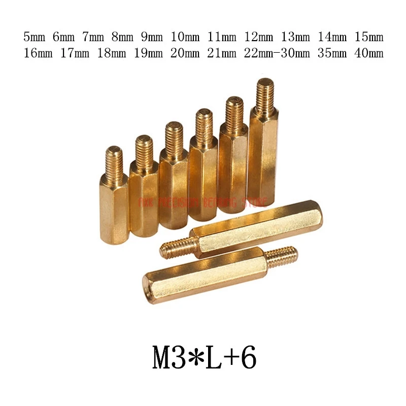 100pcs-lot-M3-L-6-3mm-Brass-Standoff-Spacer-Male-Female-Spacing-Screws ...
