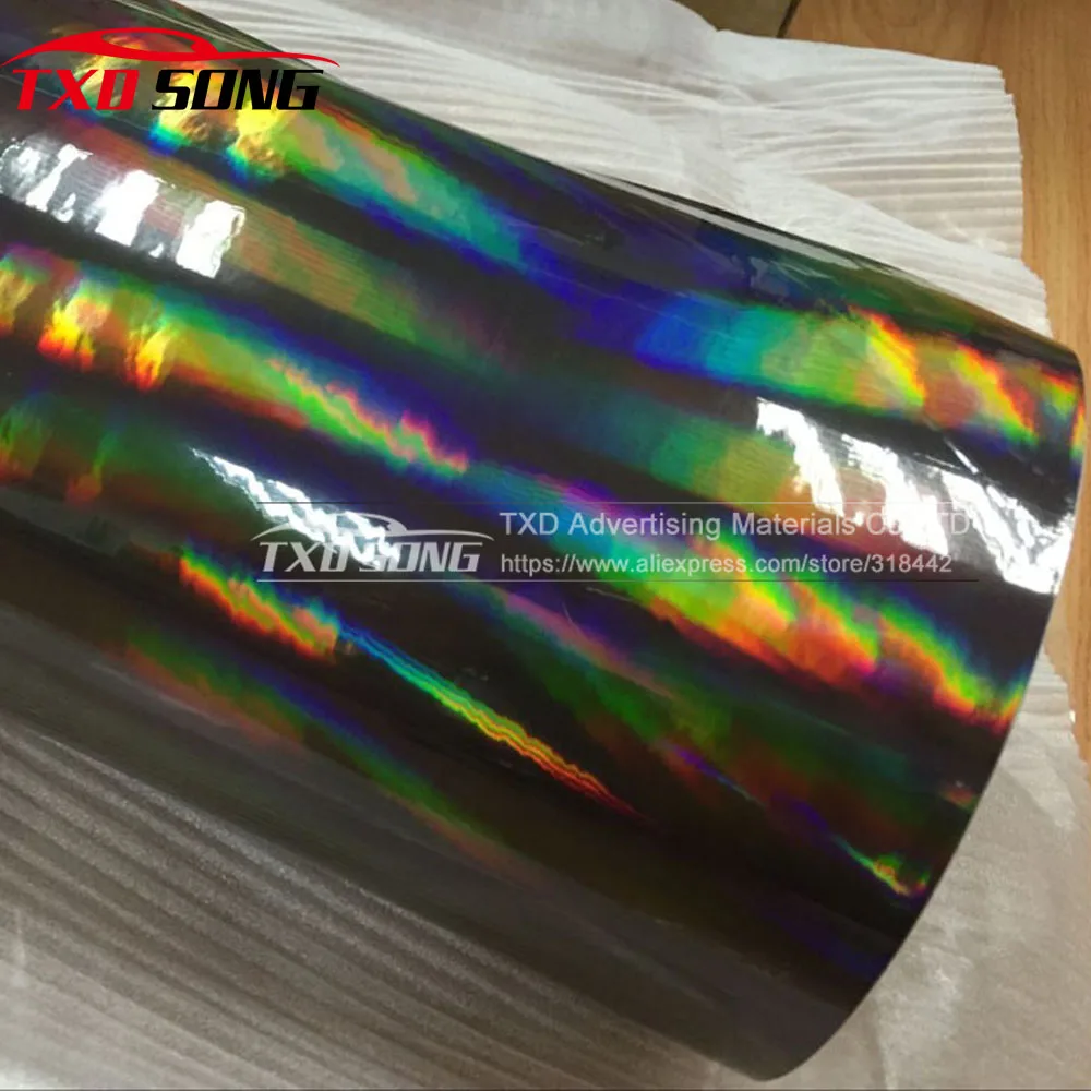 Free shipping Premium Quality Black Chrome Holographic vinyl with air ...