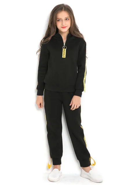 Girl Set Winter Striped Hooded Long Sleeve Teenage Girls Tracksuits age ...