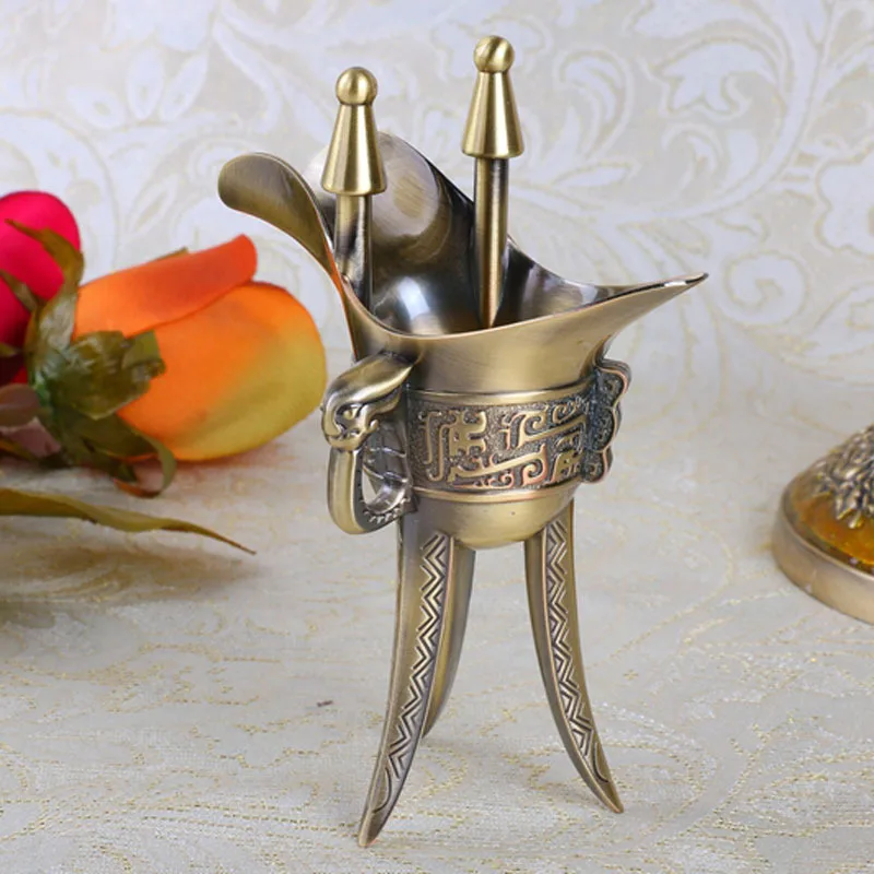 Ancient Chinese Wine Cup Metal Art Craft Vintage Home Decoration ...