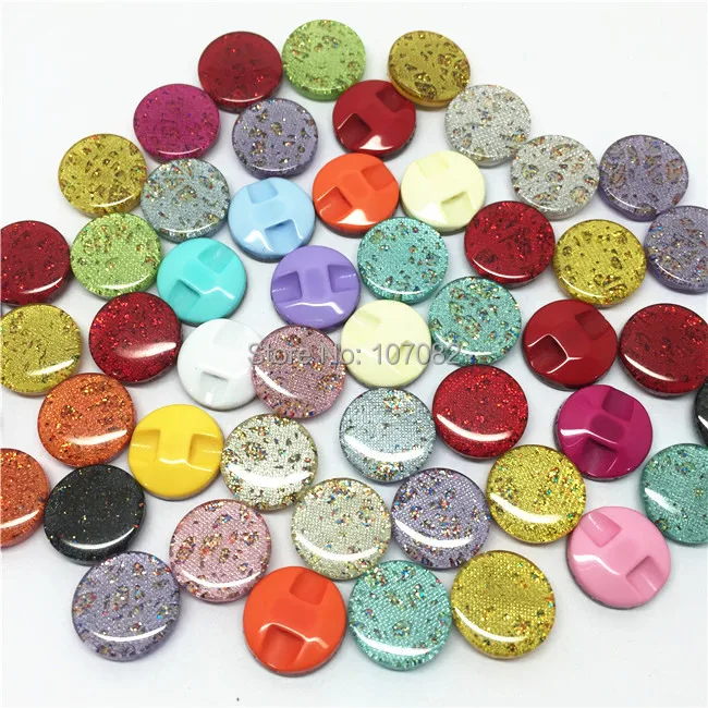 100pcs-13mm-Mixed-Glitter-Buttons-Resin-Sparkly-Dress-Button-Sewing ...
