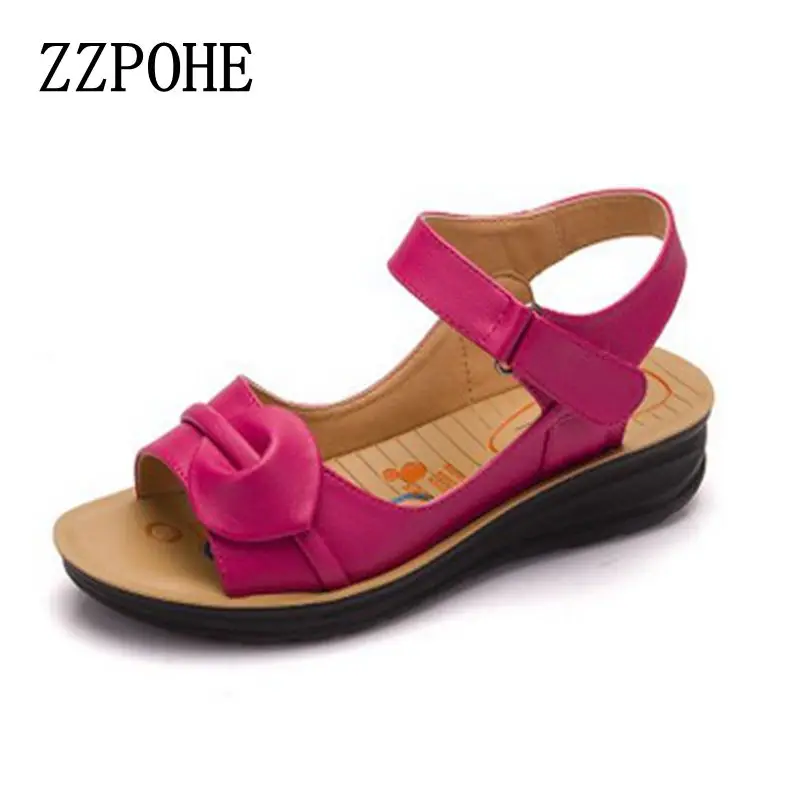 Buy Zzpohe 2017 Summer New Leather Woman Sandals Flat With Soft Bottom Anti
