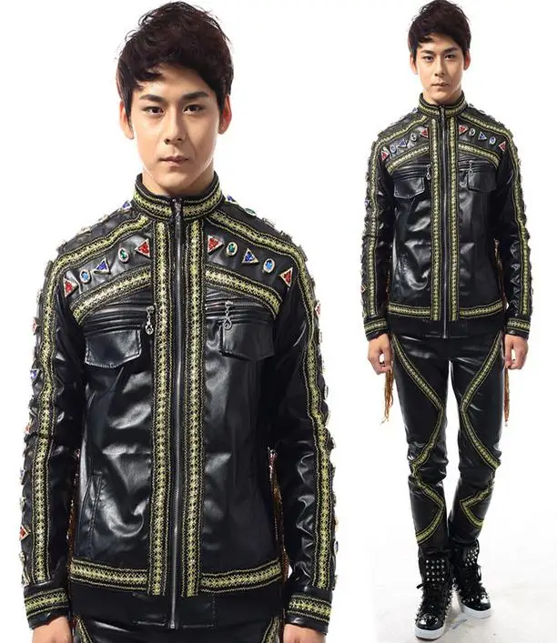 Aliexpress.com : Buy Black leather Tassel men leather jacket Singer ...