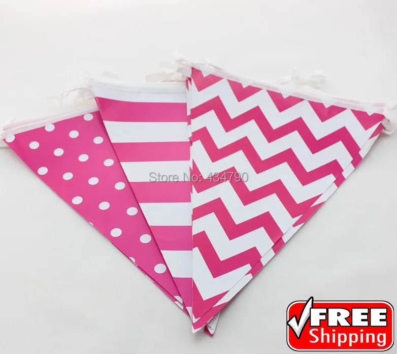 3-Strings-Hot-Pink-Mixed-3-Designs-Striped-Polka-Dot-Chevron-Party ...