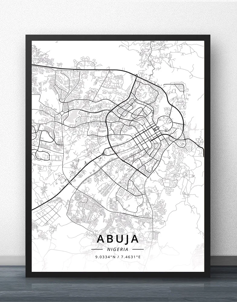Abuja Lagos Nigeria Map Poster|Painting & Calligraphy| - AliExpress