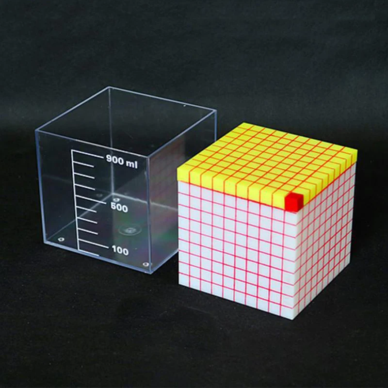 Cube with cut off rule Capacity unit volume demonstrator 1L container ...