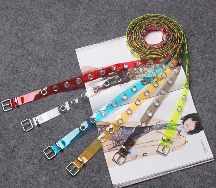 TO GLADSELF Fashion Transparent Long Designer PVC Rivet Waist Belt ...