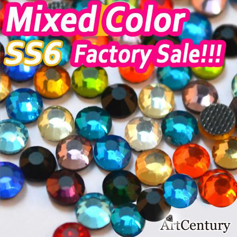 ss6 Mixed Colors Hotfix Rhinestones 1.9mm 2.0mm DMC Round Flatback ...