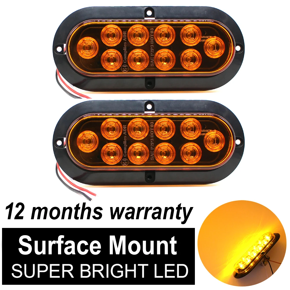 Tkeapl Tmh 2x 6" 10 Led Surface Mount Oval Amber Led Work Light 10 Led ...