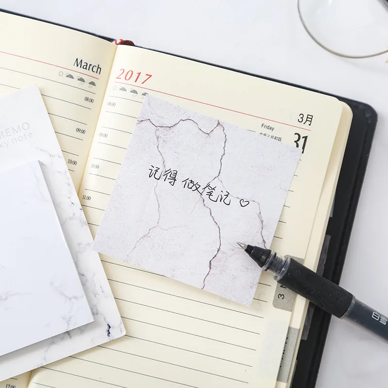 Creative Marble Memo Pad Stone Style Self Adhesive Sticky Notes Paper ...