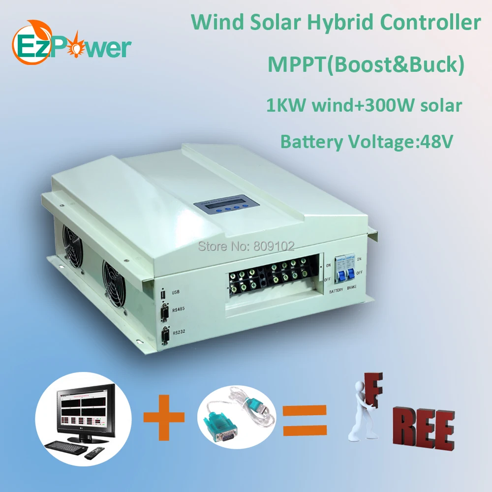 1kw 48v Mppt Wind Solar Hybrid Charge Controller, Lcd Display, Rs232 ...