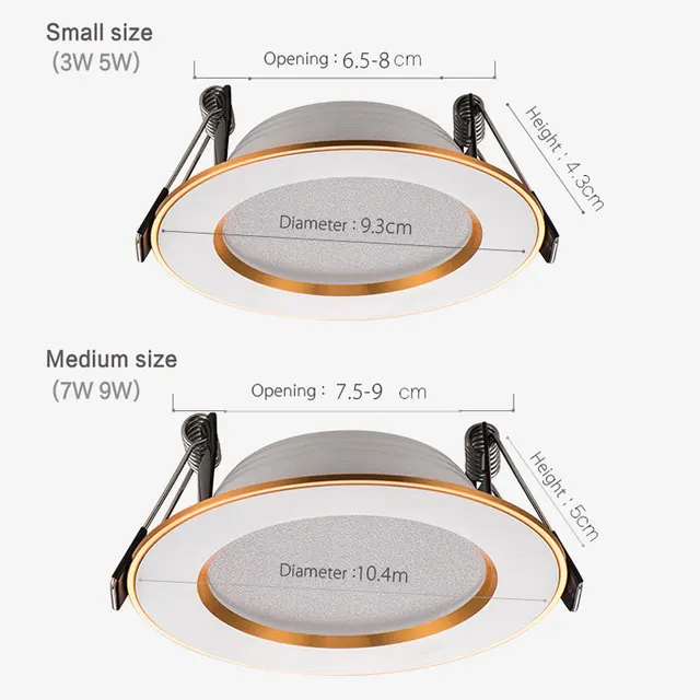 Led Downlight Golden Circle 3w 5w 9w 12w 15w 18w 230V 220V Ceiling ...